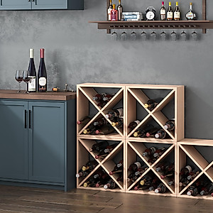 JAXPETY Stackable Wine Rack 48 Bottle Liquor Display Storage Cube Free Standing Floor Wine Cabinet for Cellar & Kitchen