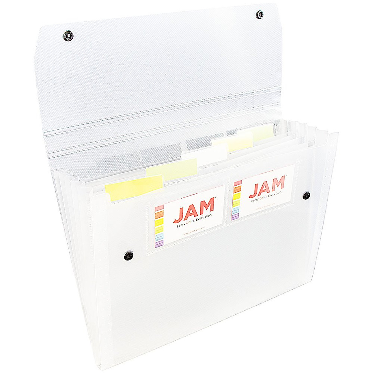 JAM PAPER Accordion Folders - 6 Pocket Plastic Expanding File with Snap Closure - Letter Size - 9 x 13 - Clear - Sold Individually