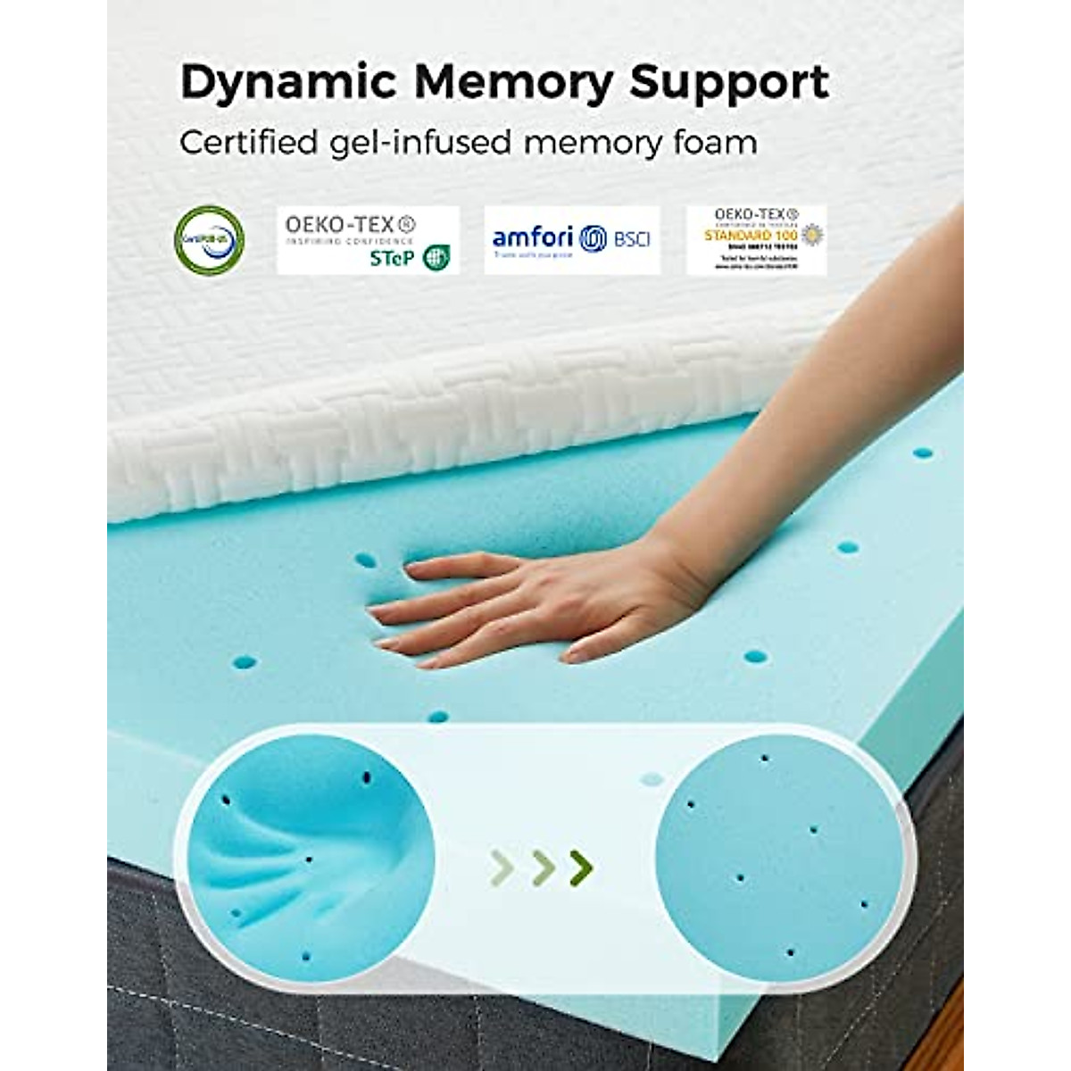 PERLECARE 3 Inch Queen Mattress Topper for Pressure Relief, Gel Memory Foam Mattress Topper for Cooling Sleep, Non-Slip Design with Removable Bamboo Cover, CertiPUR-US Certified, 10 Years Warranty