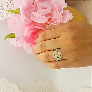 Dazzlingrock Collection 0.50 Carat (ctw) 18K Yellow Gold Plated Sterling Silver Round Diamond Ladies Micro Pave Engagement Ring Set 1/2 CT, Size 7