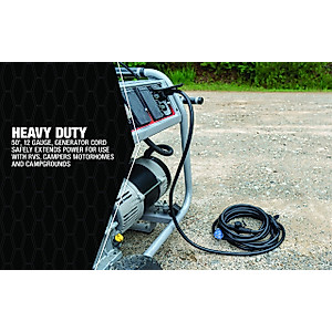 Southwire 65039101 12/3 50-Ft. Generator Power Cord, Black 6-Outlet