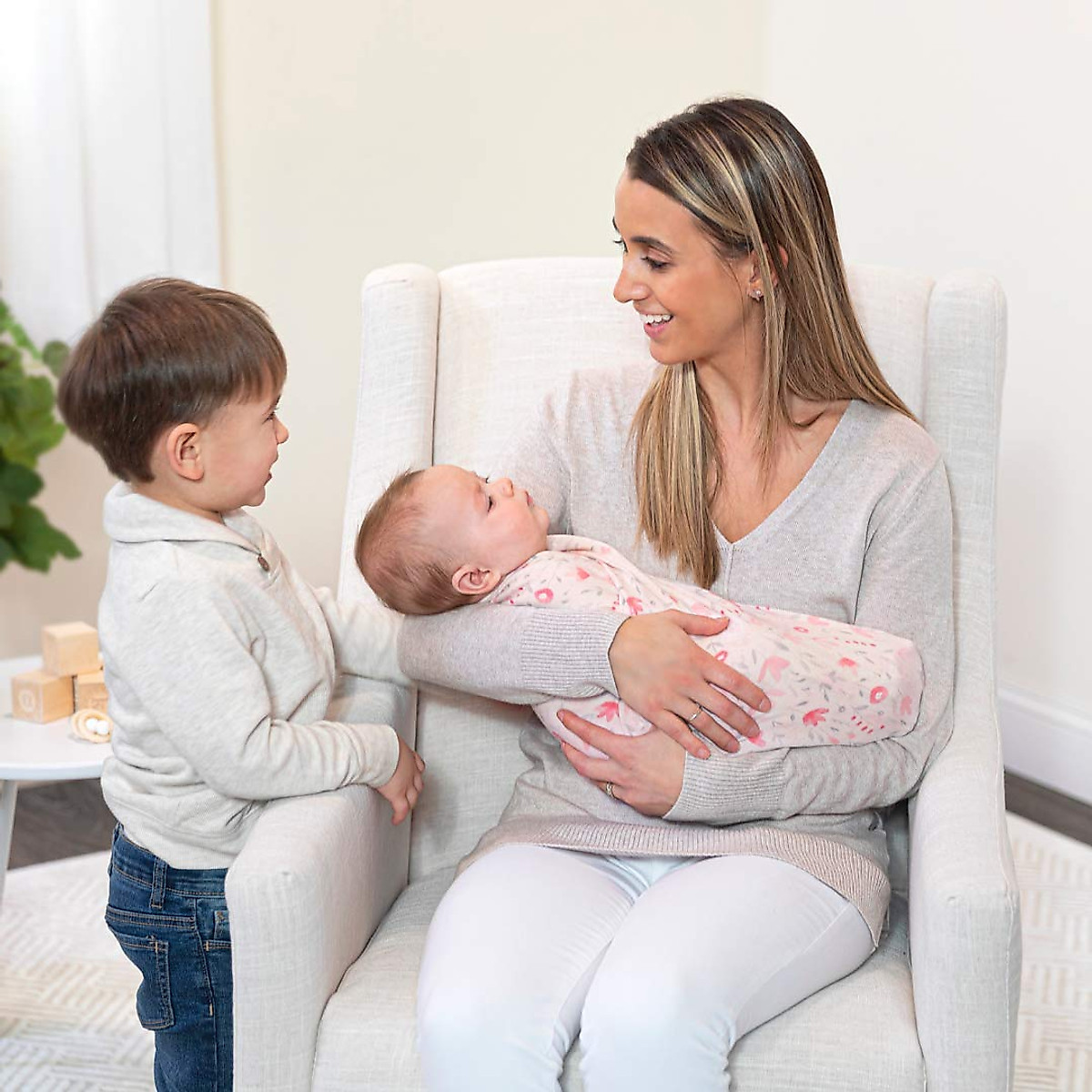 aden + anais Comfort Knit Baby Swaddle Blanket for Newborn Girl and Boy, Super Soft Cotton with Spandex, Versatile Stroller Cover, Burp Cloth, Nursing Shield, 47 x 47 Inch, Perennial