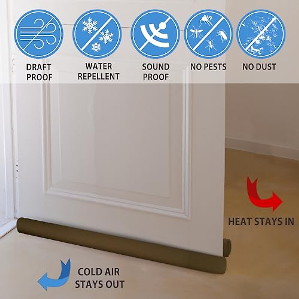 Twin Draft Guard Hug N Fit, Original Dual Draft Stopper Instantly Blocks Air from Entering, Water Repellent, Fits 28”-36” Length with 1.5” Energy Saver Tube