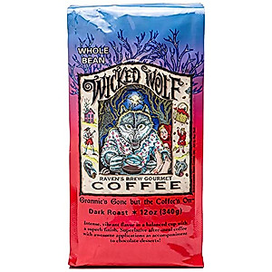 Raven's Brew Coffee Full Bodied Coffee Dark Roast Whole Bean - Wicked Wolf 12oz