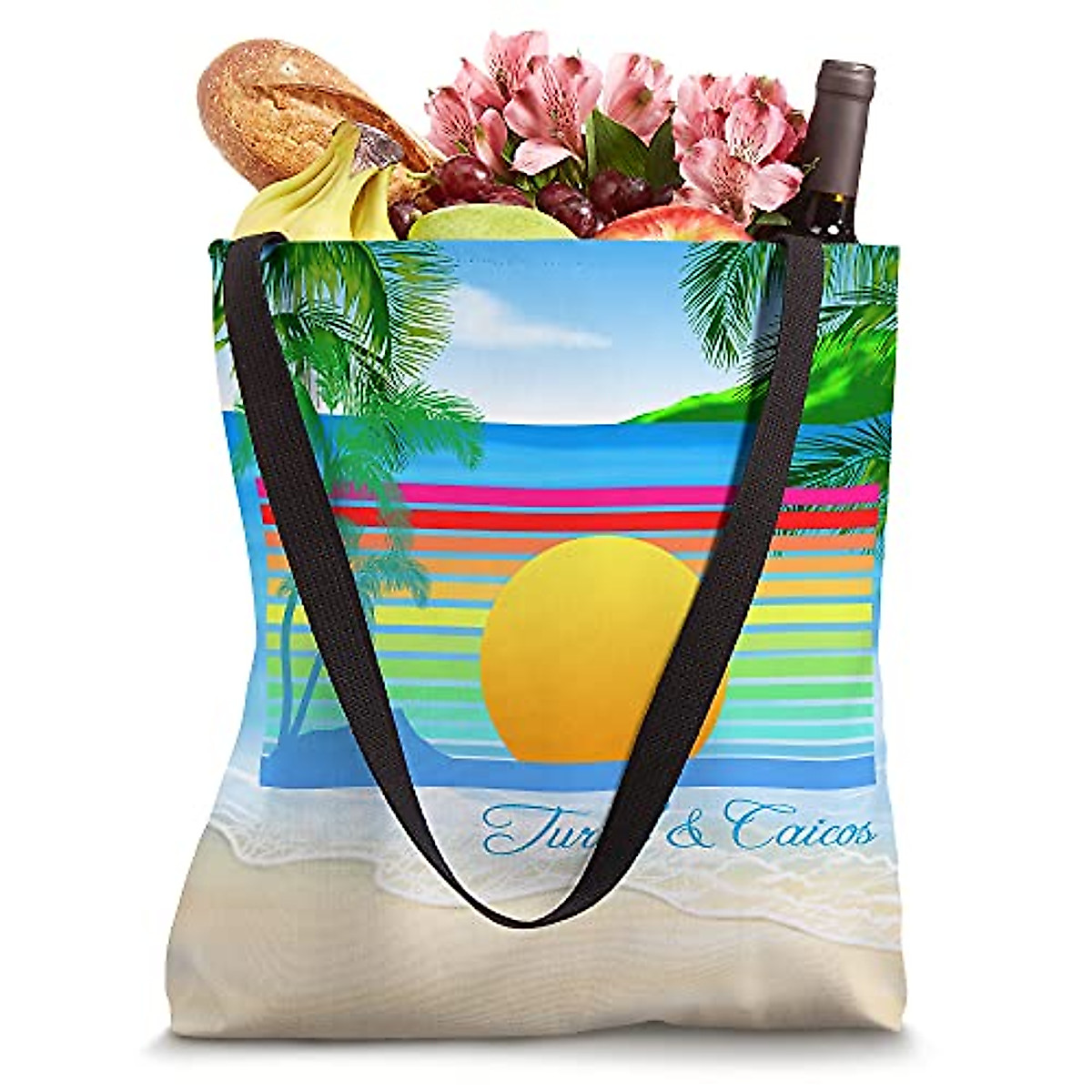 Vintage Turks Caicos Islands Sunset Retro Tote Bag