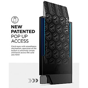 VULKIT Pop up Credit Card Holder Minimalist Metal Business Card Case RFID Blocking Front Pocket Wallet for Men or Women(Black)