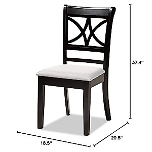 Baxton Studio Clarke Dining Chair Set and Dining Chair Set Grey Fabric Upholstered and Espresso Brown Finished Wood 4-Piece Dining Chair Set