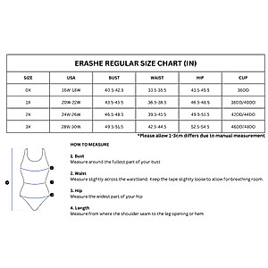 ERASHE Women Plus Size One Piece Swimsuit V Neck Cut Out Sexy Tummy Control Fashion Bathing Suit with Straps (as1, Alpha, x_l, Plus, Regular, Decor)