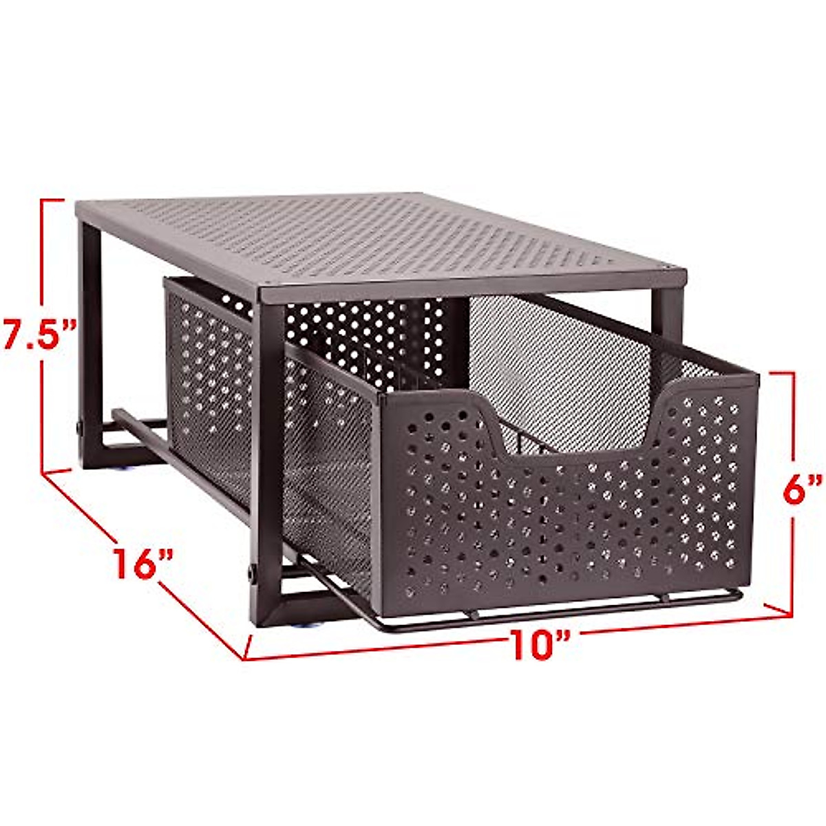 Simple Trending Under Sink Cabinet Organizer with Sliding Storage Drawer, Desktop Organizer for Kitchen Bathroom Office, Stackable, Bronze