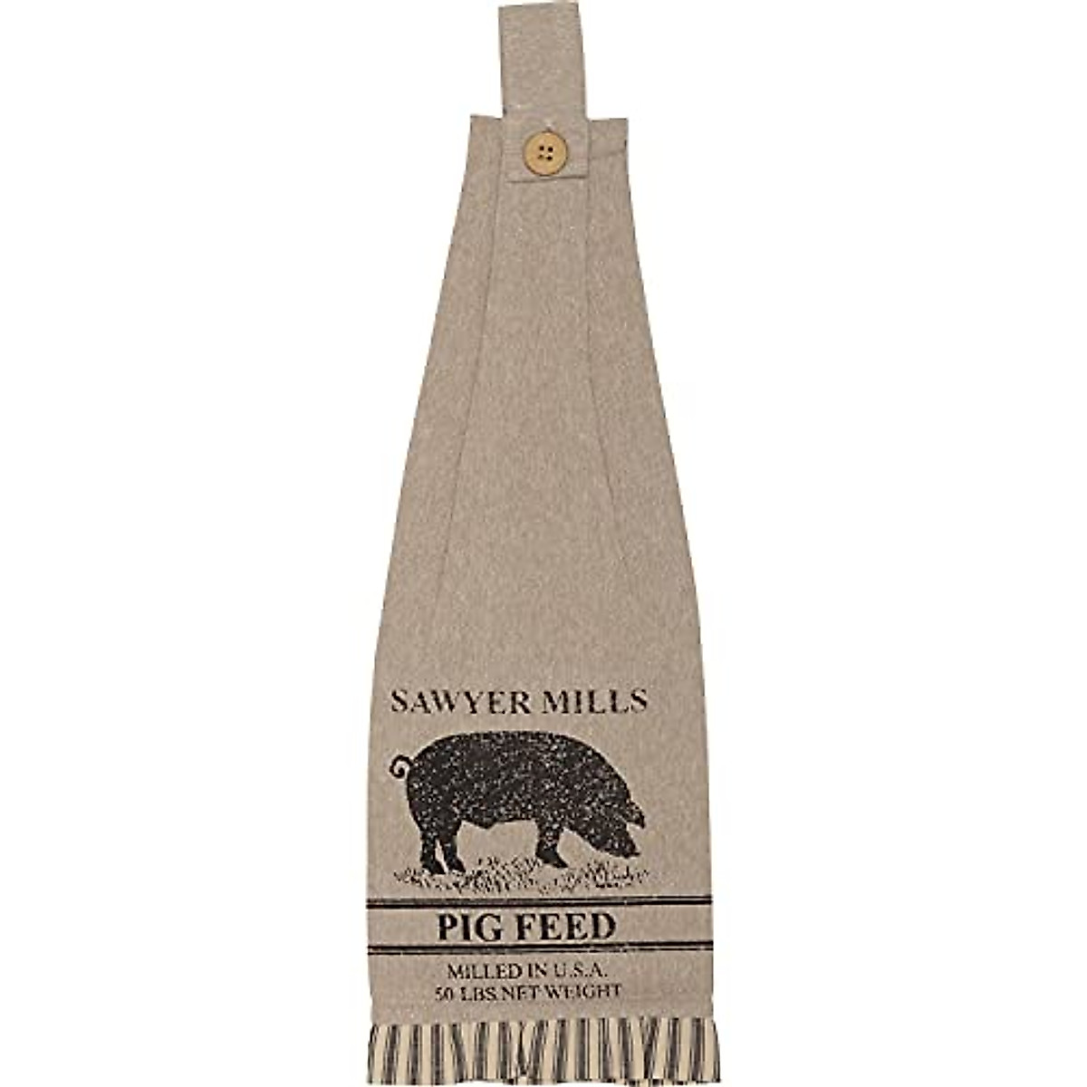 VHC Brands Sawyer Mill Charcoal Kitchen Hand Towel Set Pig Print Cotton Muslin Tea Towels
