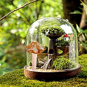 GANAZONO Glass Containers 4pcs Mushroom Ornament Vintage Ceramics Moss Mini Mushrooms