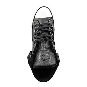 Converse Women and Men Street Leather High Top Sneaker, Black/Black/White, US 11W 9M