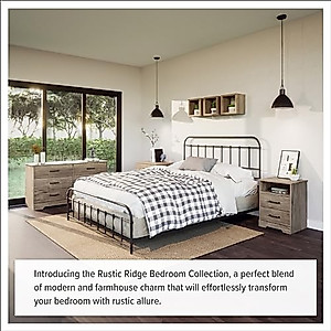 Prepac Rustic Ridge Farmhouse Dresser, Brown Dresser for Bedroom, Chest of Drawers with 5 Drawers 18.5" D x 27.5" W x 43.5" H, DBDR-1605-1