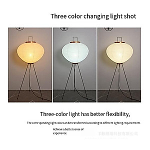 White Paper Floor Lamp,Japanese Lantern Floor Lamp，Handmade Paper Lamp Body Rice Paper Floor Lamp with Chrome Nightstand Desk Lamp for Bedroom Living Room Kid's Office Environmental Soft Light