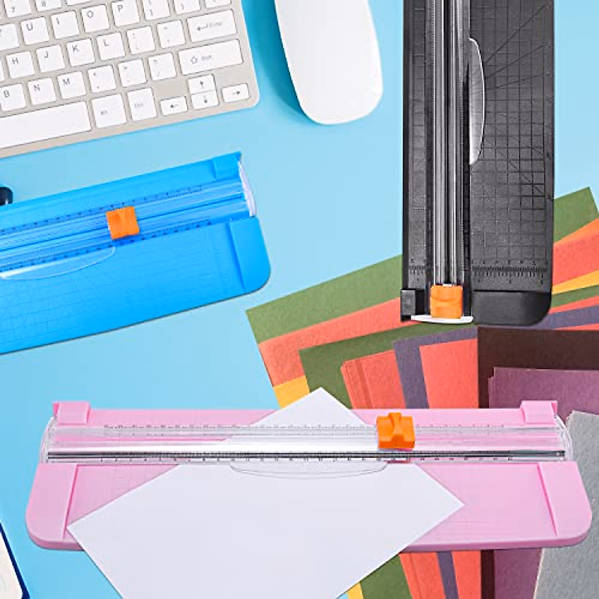 Portable Paper Cutter Guillotine Paper Trimmer Scrapbooking with Security Safeguard for Standard Cutting of A2 A3 A4 A5 Paper, Photos or Labels - Pink