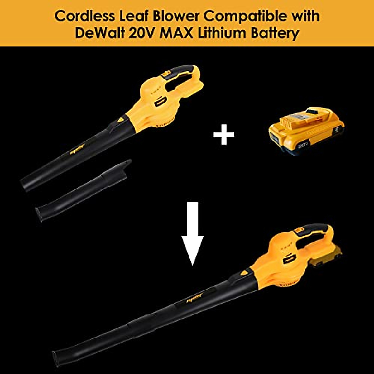 Mellif Cordless Leaf Blower for Dewalt 20V Max Battery, Handheld Electric Power Leaf Blower for Lawn Care & Yard Cleaning(Battery Not Included)