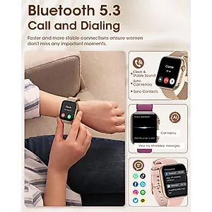 Smart Watches for Women, 1.91" HD Fitness Tracker Watch with Blood Pressure/Heart Rate Monitor, Bluetooth 5.3 Make Calls Smart Watch for Android/iOS Phones, IP68 Waterproof Fitness Watch for Women