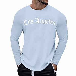 Mens T Shirts Summer Shirts for Men Printed O Neck Long Sleeve Lightweight Loose Fit Thermal Tees Stylish True Comfort Tops Mens Work Shirts