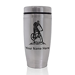 SkunkWerkz Commuter Travel Mug, Mountain Bike, Personalized Engraving Included