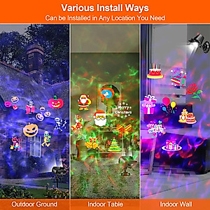 GreenClick Christmas Projector Lights,2023 Upgrade Snowflake & 64 Patterns Holiday Projector Lights Outdoor with Remote Control Timer Ocean Wave Projector for Party Home Valentines Garden Decoration