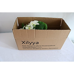Xilyya Artificial Geranium Bush Silk Flowers with Green Leaves for Home Garden Decoration (White)