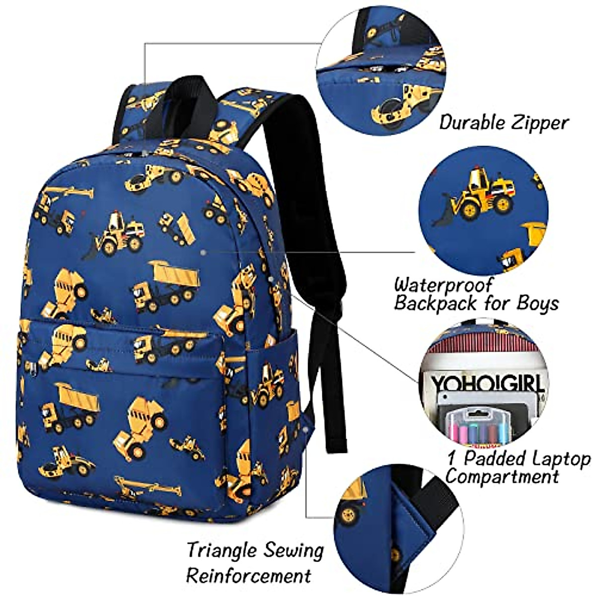 CAMTOP Preschool Backpack for Kids Boys Toddler Backpack Kindergarten School Bookbags (Engineering Navy)