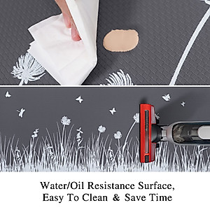 Rempry Kitchen Rugs and Mats Set of 2, Cushioned Anti Fatigue Kitchen Floor Mat, Non Slip Waterproof Kitchen Rug Set Comfort Standing Mats 17"x47"+17"x29" (Grey)