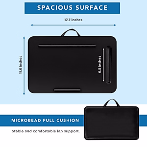 LapGear Sidekick Lap Desk with Device Ledge and Phone Holder - Black - Fits up to 15.6 Inch Laptops - Style No. 44218