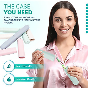 Flytofer 4 PCS Travel Toothbrush case with Ventilation Holes – Portable breathable Plastic Toothbrush Holders - Ideal for Travel, Camping, Trips, School, Home