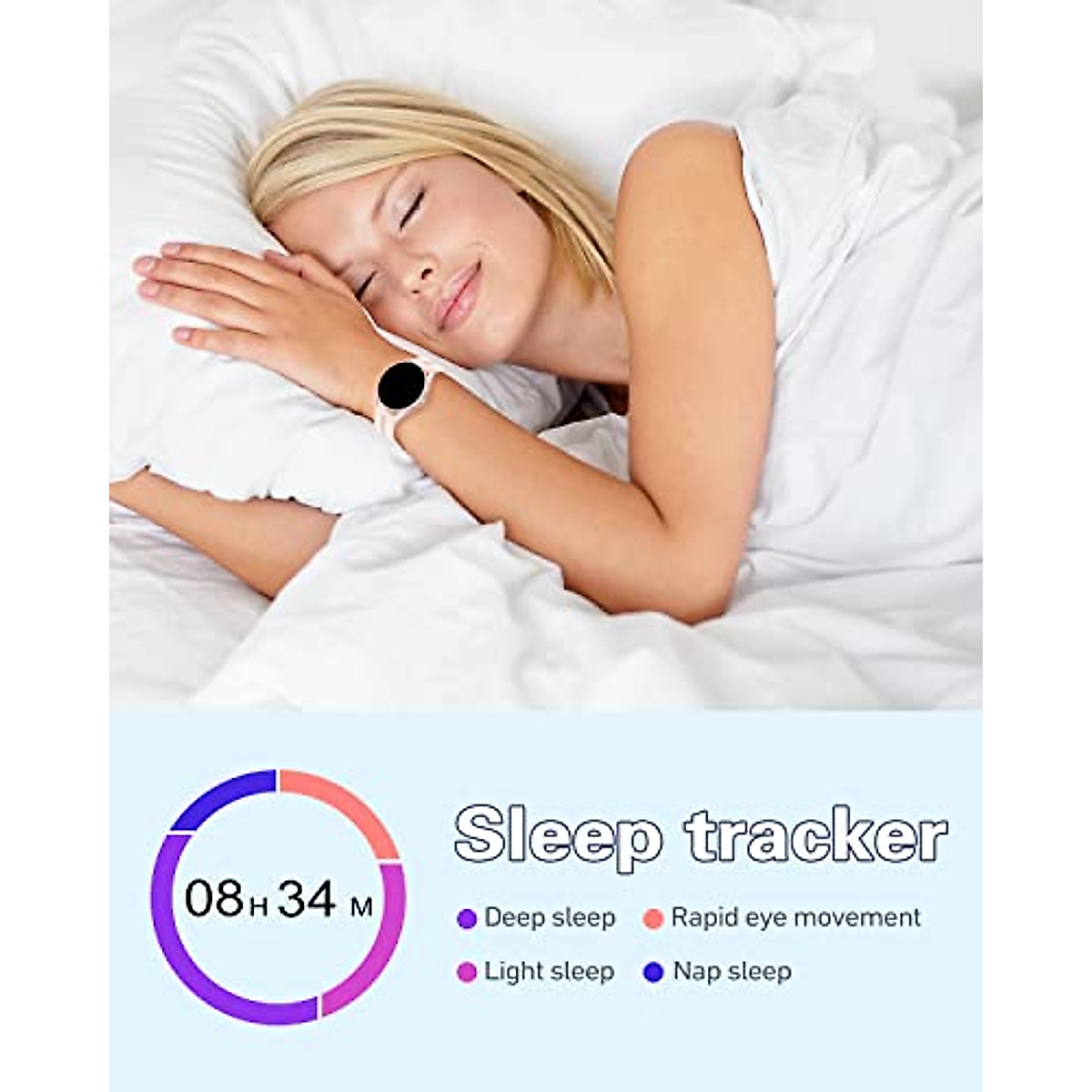 HUAKUA Smart Watches for Women Men (Answer/Make Calls) Compatible with iPhone/Android Phones, Reloj para Mujer Hombre Round Fitness Tracker with Heart Rate Monitor Sleep/Steps Tracker Waterproof Pink