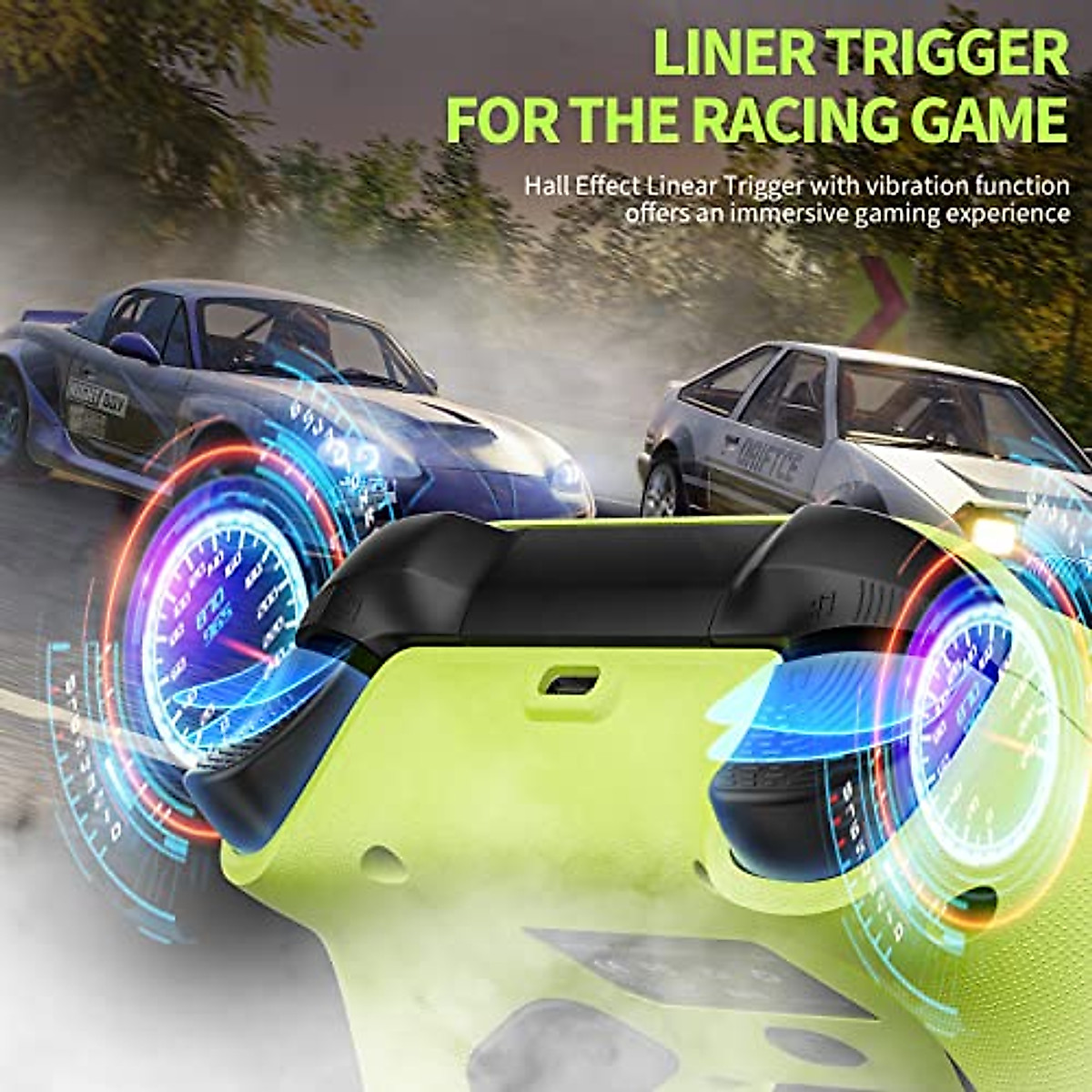 2.4G Wireless Controller Compatible With Xbox Series X/Xbox Series S/Xbox One/Xbox One S/Xbox One X/PC, Built-in 650mAh Rechargeable Battery, Upgraded Joystick, TURBO Function (Green)