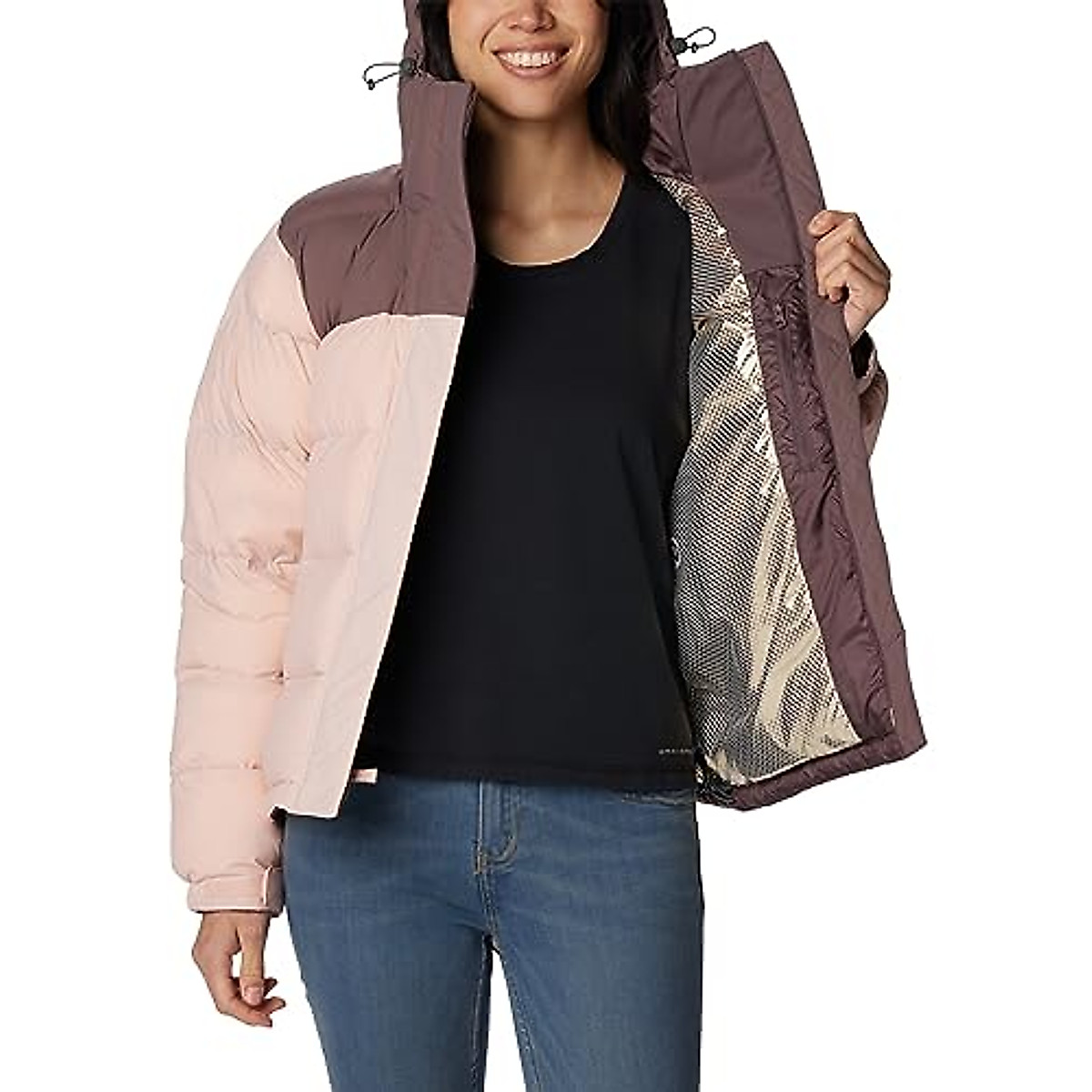 Columbia Women's Bulo Point II Down Jacket, Dusty Pink/Basalt Crinkle, Large