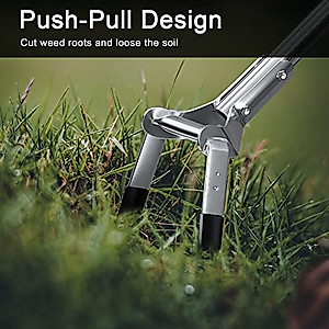 NAMAII 5.3FT/64 INStirrup Hoe Garden Tool, Scuffle Loop Hula Hoes with Adjustable 35-49-64 in Length Bar, Triangle Carbon Steel Head for Gardening, Weeding, Cultivator