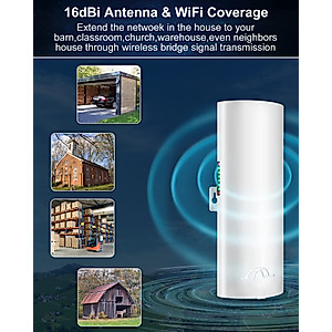 Wireless Bridge Gigabit High Speed, bluedery CPE1200 5.8G 1Gbps Point to Point WIFI Outdoor CPE with 16dBi High-Gain Antenna, Long Range Up to 3KM, Plug and Play,24V PoE Power, IP65 Waterproof, 2-Pack