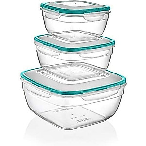 Food Storage Containers Set, Airtight Plastic Container for Pantry & Kitchen Organization, BPA Free, Meal Prep Lunch Container with Durable Leak Proof Lids, Clear Made İn TURKEY, 3 PC (0,6-1-1,7LT)