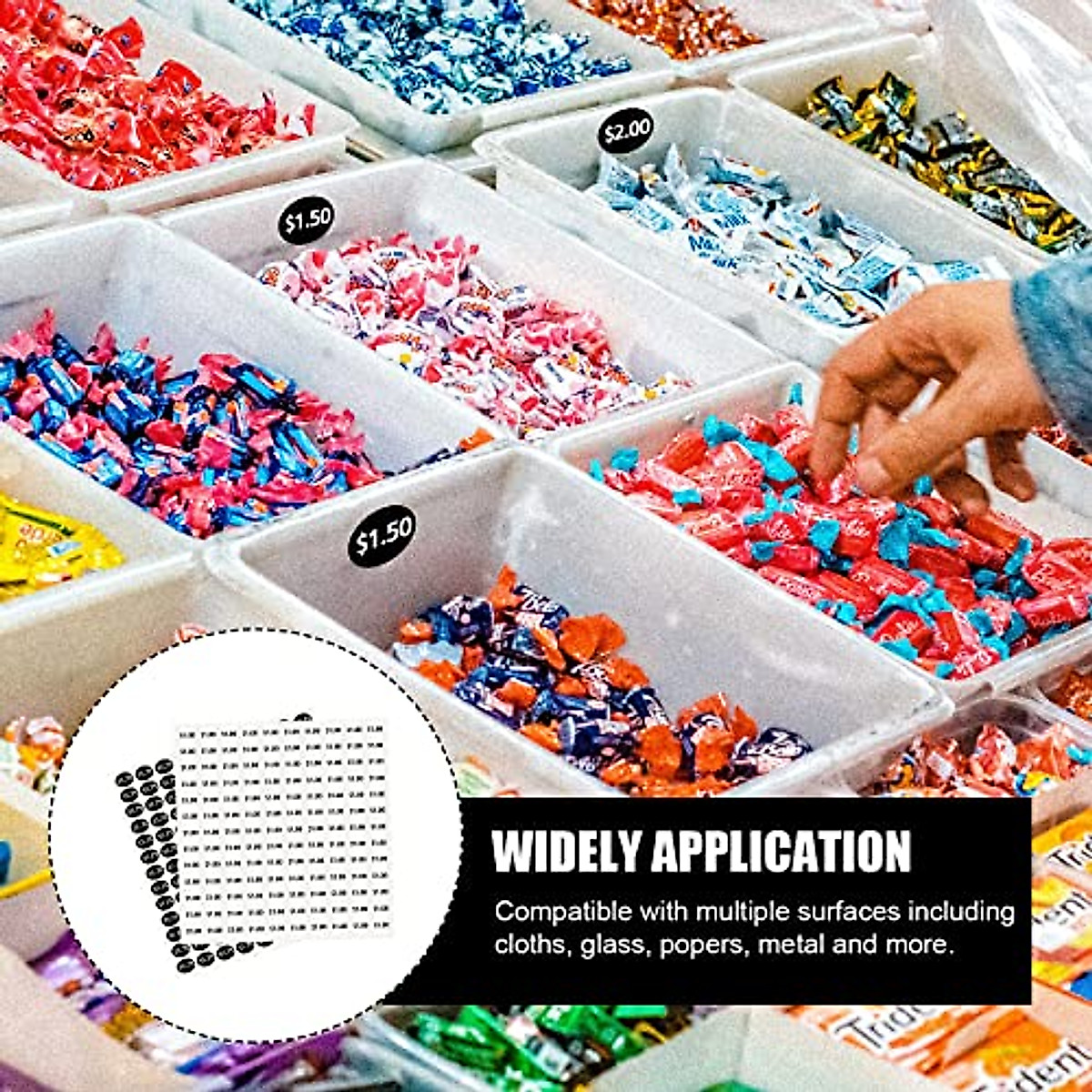 12 Sheets of Vending Machine Price Labels, Snack Soda Beverage Price Labels Stickers Including $1.00, 1.25, 1.50, 1.75, 2.00, 2.50 for Business, Stores (White&Black)