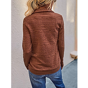 LANREMON Women Long Sleeve Sweatshirt Fashion Quilted Pattern Plain Zipper Pullover Sweatshirts Tops with Pockets