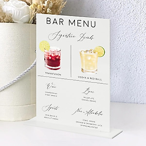 JINMURY 8x10 Inch White Acrylic Sign with Stand | 5 Pack Blank Acrylic Table Signs and Base for DIY Wedding Table Numbers, Wedding Signage, Events& Parties