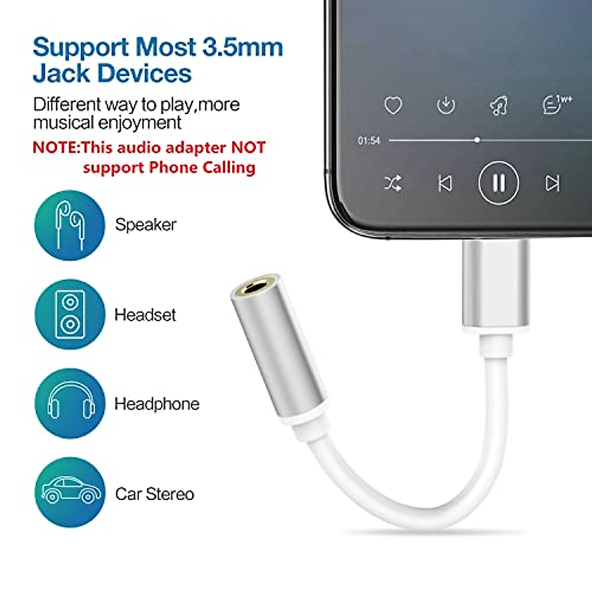 Lightning to 3.5mm Headphone Jack Adapter,Apple MFi Certified Earbuds Splitter Headset Dongle Converter Compatible for iPhone 14/13/12 Mini SE 11 Pro Max X XR XS, Support Music Control