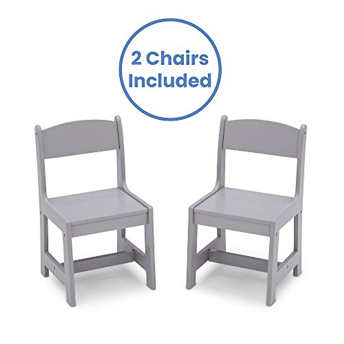 Delta Children MySize Kids Wood Table and Chair Set (2 Chairs Included) - Ideal for Arts & Crafts, Snack Time & More - Greenguard Gold Certified, Grey, 3 Piece Set