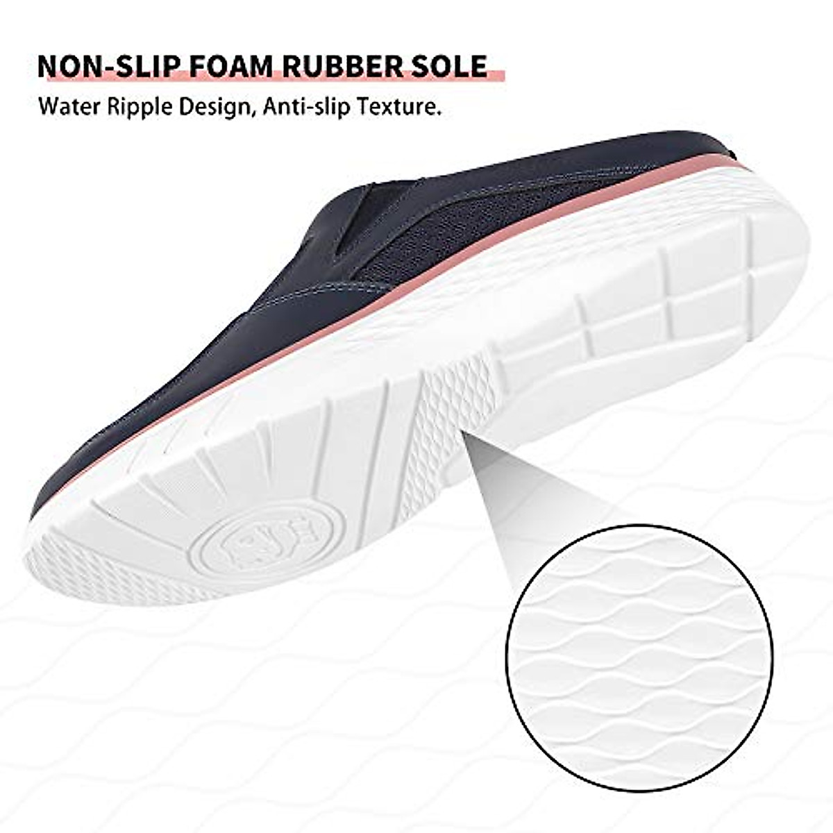 Womens Mule Sneakers - Walking Shoes for Women with Arch Support, Orthopedic Slip On Clog for Ladies,Navy,9