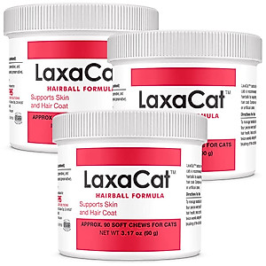 LaxaCat Hairball Formula for Cats - Supports Skin & Hair Coat, Vitamin, Mineral Oil - Healthy Coat - Regular Bowel Movement - Natural Ingredients - 270 Soft Chew