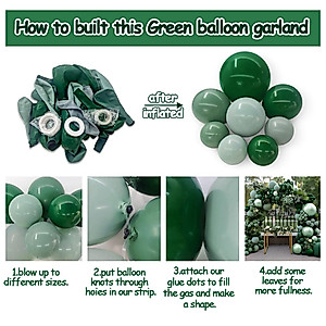 Dark Green and Sage Green Balloon Garland Double Stuffed Dusty Sage Green Balloons Forest Emerald Green Balloons Green Balloon Arch Kit for Baby Shower St. Patrick's Day Jungle Birthday Party Decor