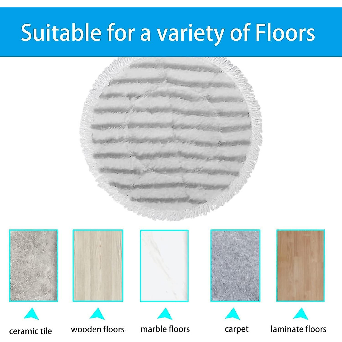 Replacement Steam Mop Pads for Shark S7000AMZ / S7001 / S7201 Steam Mop, Reusable Steam & Scrub All-in-One Cleaning Pads, Scrubbing and Sanitizing Rotating Pads for All Sealed Hard Floors (6PCS)