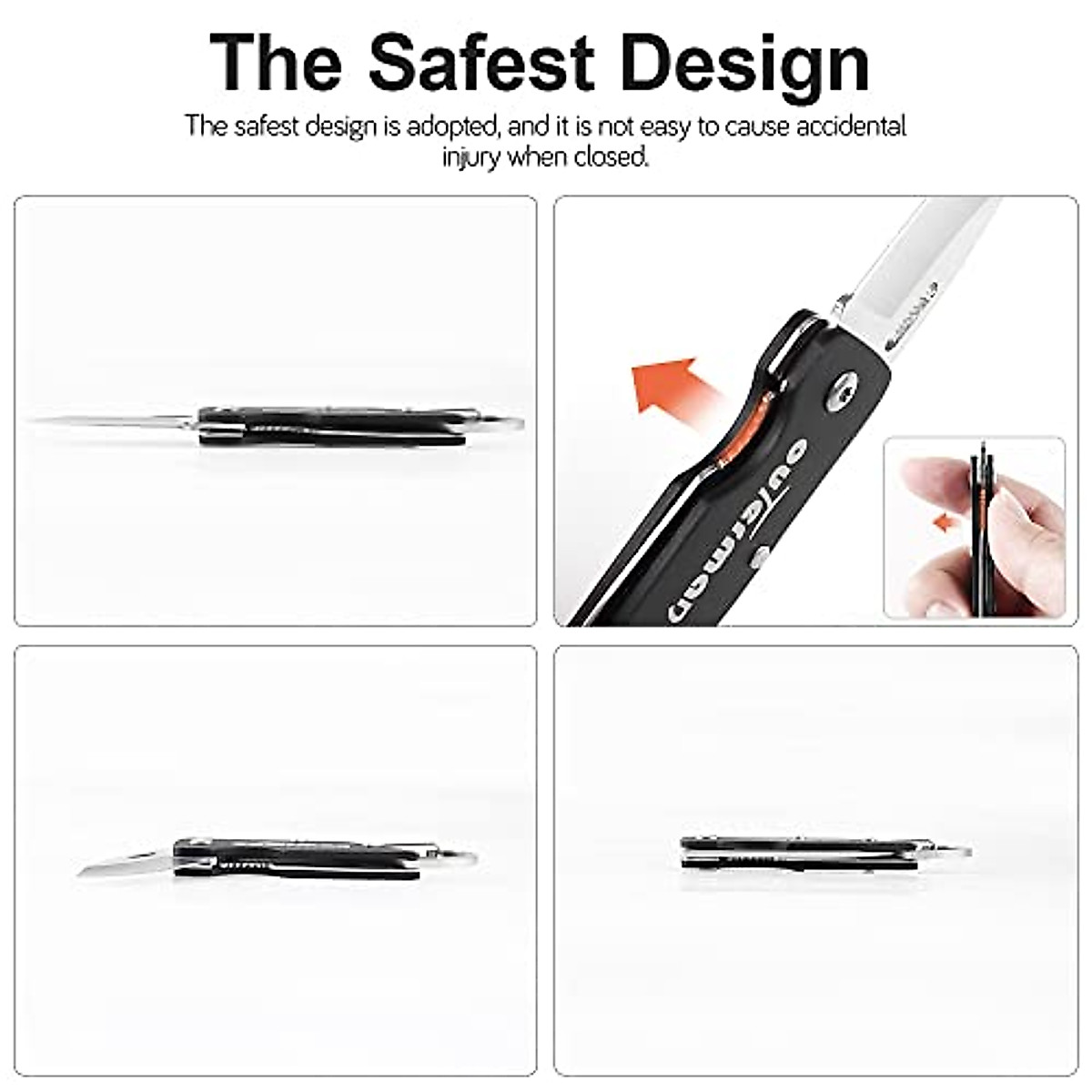 Outerman Folding Knife with Clip, Mini EDC Cool Sharp Tactical Folding Pocket Knife Multi-functional EDC Knife for Outdoor Camping Hiking Hunting