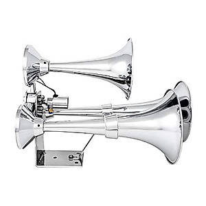 GG Grand General 69991 Chrome Heavy Duty Train Horn with Triple Brass Trumpet for Superior Sound