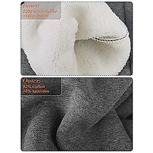 URATOT 2 Pack Women's Sherpa Lined Sweatpants with Pockets Winter Warm Jogger Sweatpants Athletic Fleece Lined Pants Black, Dark Grey