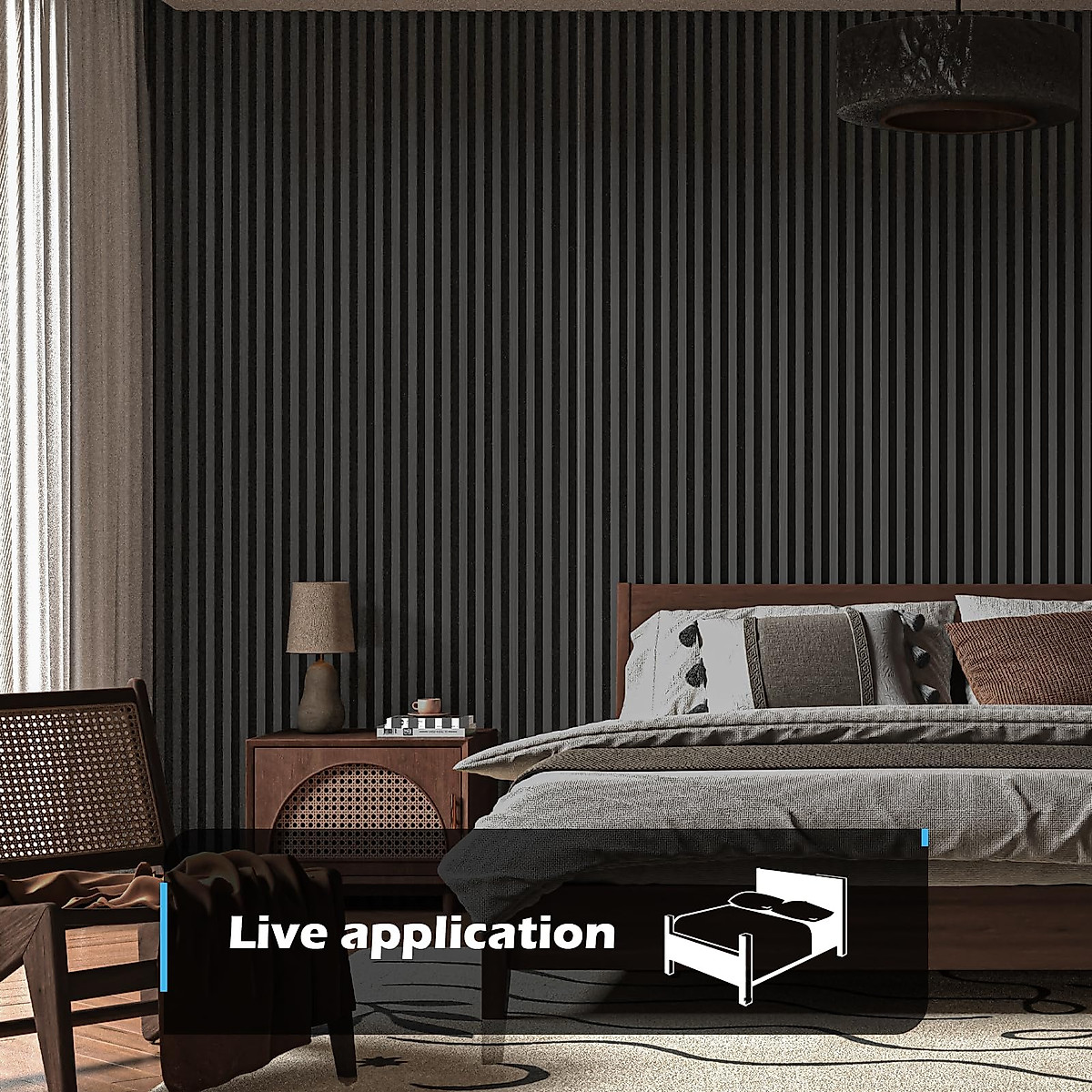 Art3d 2-Pack 108" x 12" Acoustic Wood Panels for Wall, Soundproof Wood Slat Panel for Wall and Ceiling, 3D Fluted Sound Absorbing Paneling for Interior Wall Decor, Living Room, Bedroom - Blackwood