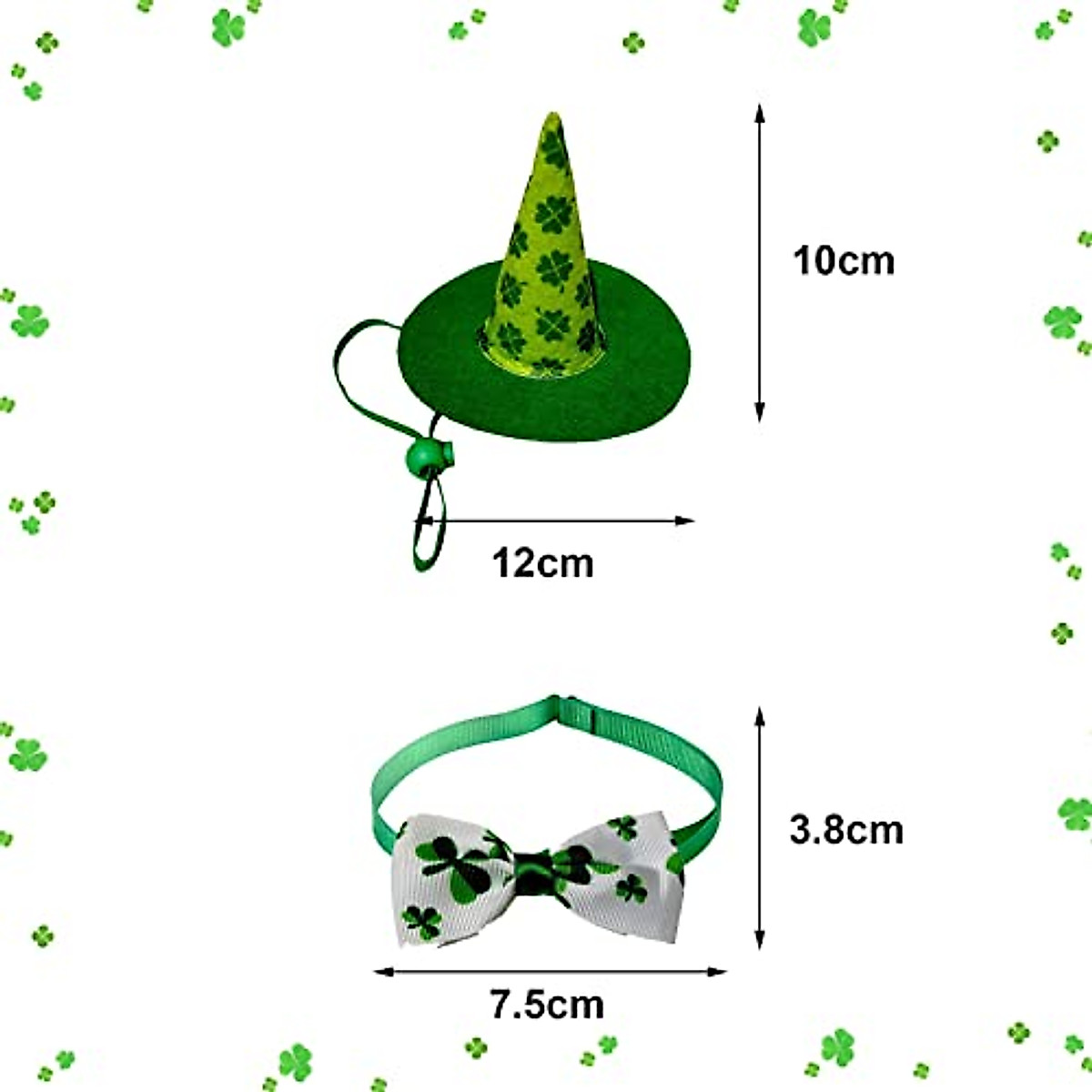 St Patricks Day Dog Costume,St Patrick's Day Cat Dog Hat with Collar,Green Shamrock Cat Dog Hat,St Patricks Day Puppy Outfit Bow Tie,St Patrick Costume for Dogs Puppy Cat Pet Party Dress-up Cosplay