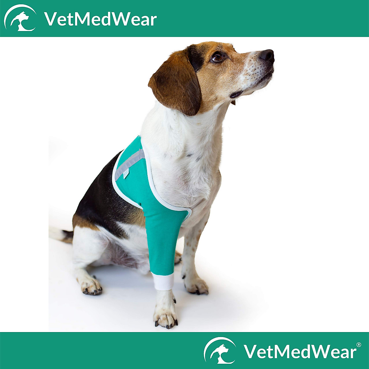 VetMedWear Shoulder Protective Sleeve for Dogs - E-Collar Alternative - After Surgery Wear - for Hot Spots, Wounds, Bandages, and Other Skin Conditions (S - Short Sleeve, Teal Green)